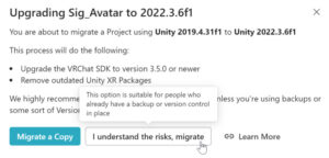 【VRChat】プロジェクトをUnity2022.3.6f1にアップデートする方法 | しぐにゃもブログ